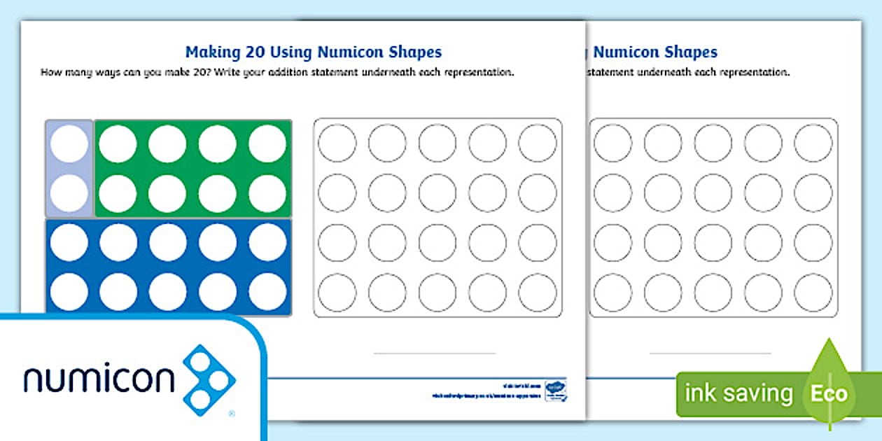 Making 20 Using Numicon Shapes Worksheet (teacher made)